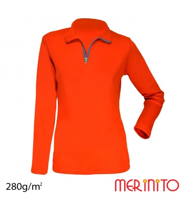 Bluza lana merinos femei Merinito cu fermoar scurt 280g